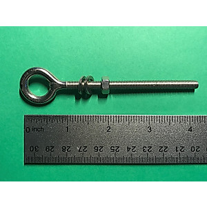 US STAINLESS 4 Pieces Stainless Steel 316 M6 Eye Bolt 6mm x 80mm (1/4" x 3 3/16") Marine Grade Pitch of 1