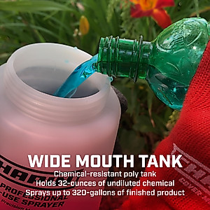 Chapin G364D Made in the USA 32 Ounce Professional Lawn and Garden Hose-End Sprayer With 16 Mixing Rations on the Metering Dial, Built-in Anti-Siphon, Translucent White
