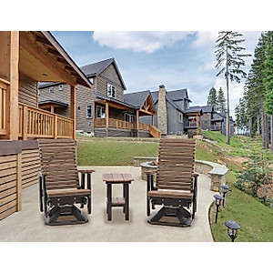 EcOasis Anchor Bay Amish Crafted Poly Outdoor Swivel Glider, High-Back (Brazilian Walnut on Black)