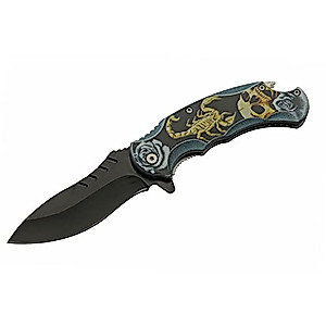 Yellow Scorpion Stainless Steel Blade ABS Handle 4.75 inch EDC Pocket Folding Knife