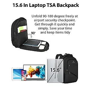 MATEIN 15.6 Inch Backpack for Traveling On Airplane for Women Men, Professional Business Laptop Backpack with Multiple Organization Pockets Water Resistant Casual Daypack, Black