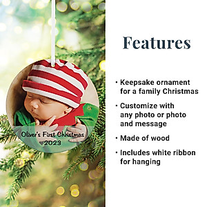Let's Make Memories Personalized Photo Ornament - Keepsake Ornament for Christmas 2023 - Round Photo Ornament with Text