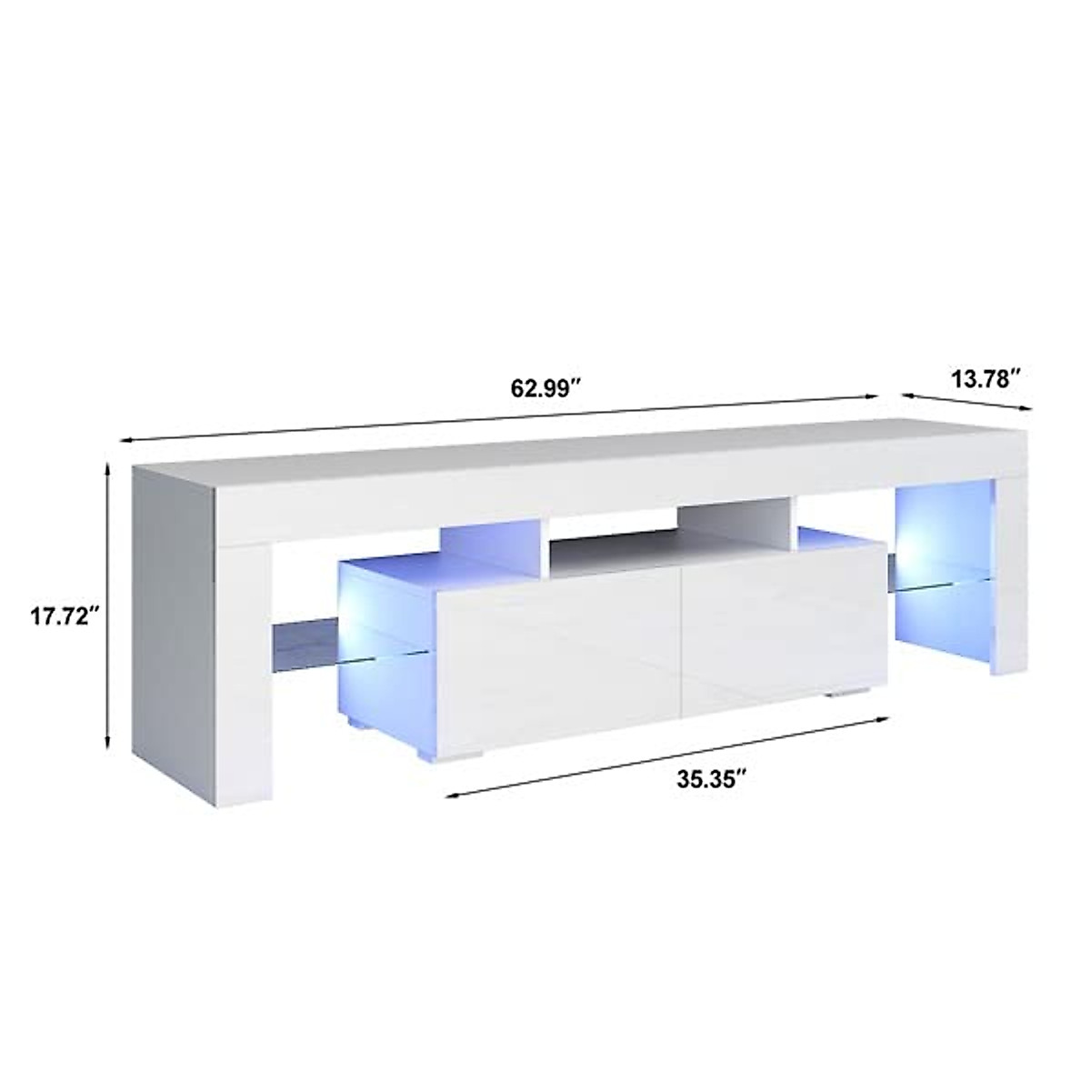 n/a High Gloss LED Lighting TV Stand Cabinet Unit Entertainment Center