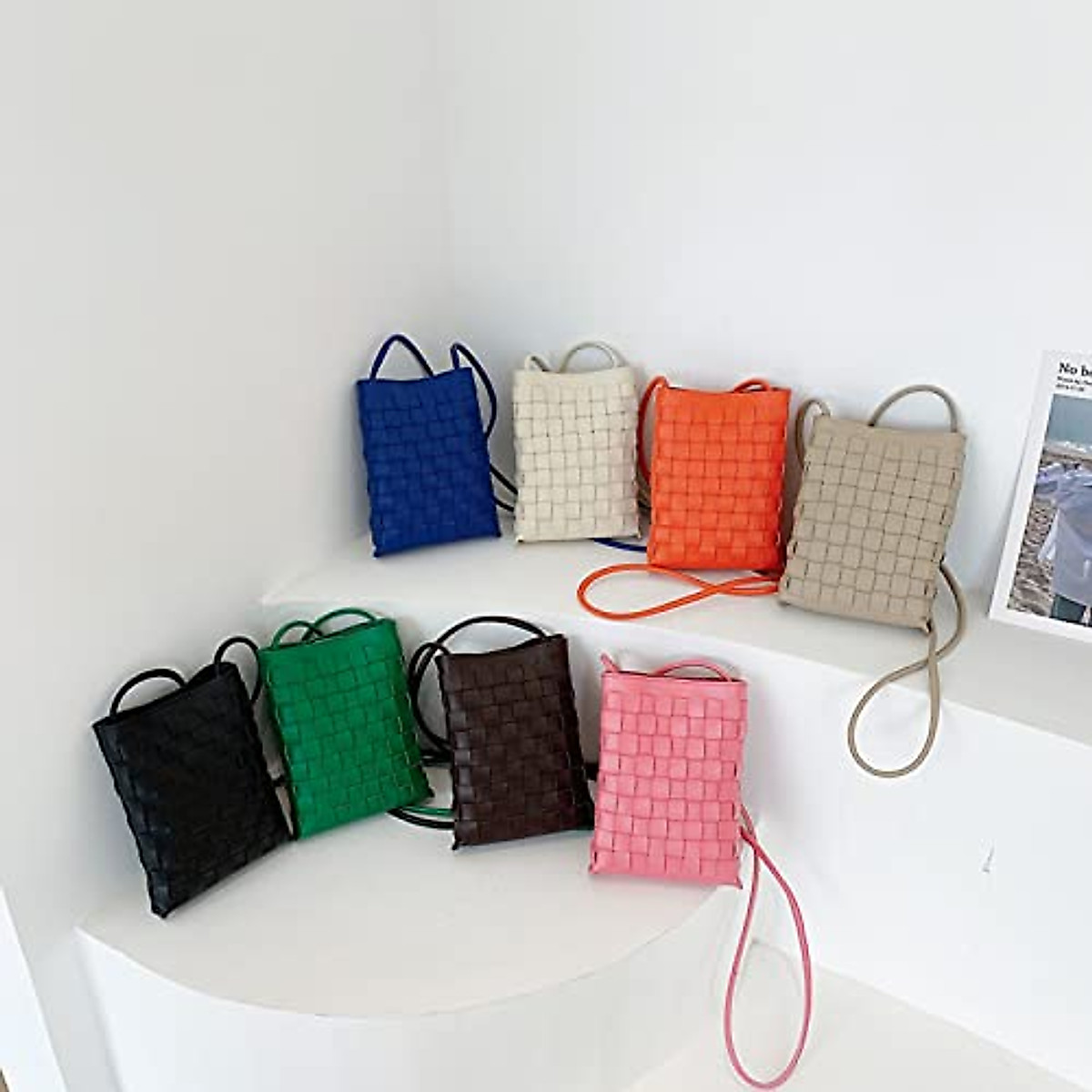 ONE2MAY Woven Small Crossbody Bags Cell Phone Purse for Women Teen Girls Small Shoulder Phone Bag (Off white)