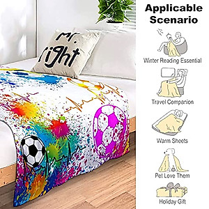 Soccer Blanket Sports Soccer Ball Throw Blanket Ultra Soft Flannel Blanket Gifts for Kids Adults 50"X40"