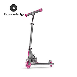 Jetson Scooters - Leo Kick Scooter (Pink) - Collapsible Portable Kids Push Scooter - Lightweight Folding Design with High Visibility RGB Light Up LEDs Wheels and Adjustable Height Handlebars