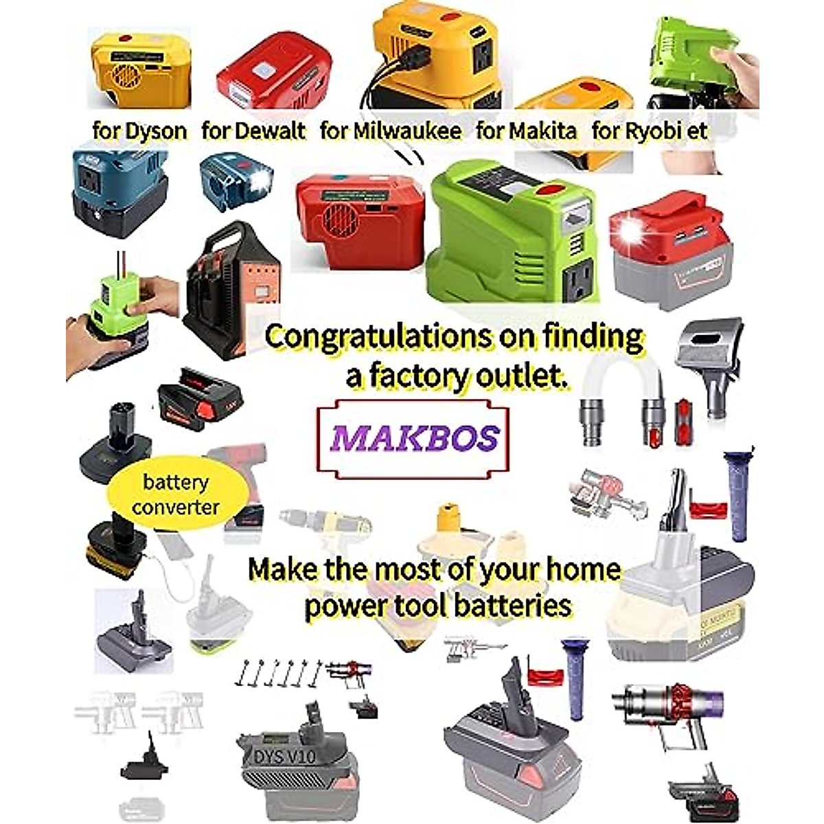 MAKBOS for Dyson V7V8 for Dewalt 20V60V Battery Adapter,for Dyson V7V8 Series V7V8 Absolute V7V8 Animal V7V8 Fluffy V7V8 Motorhead