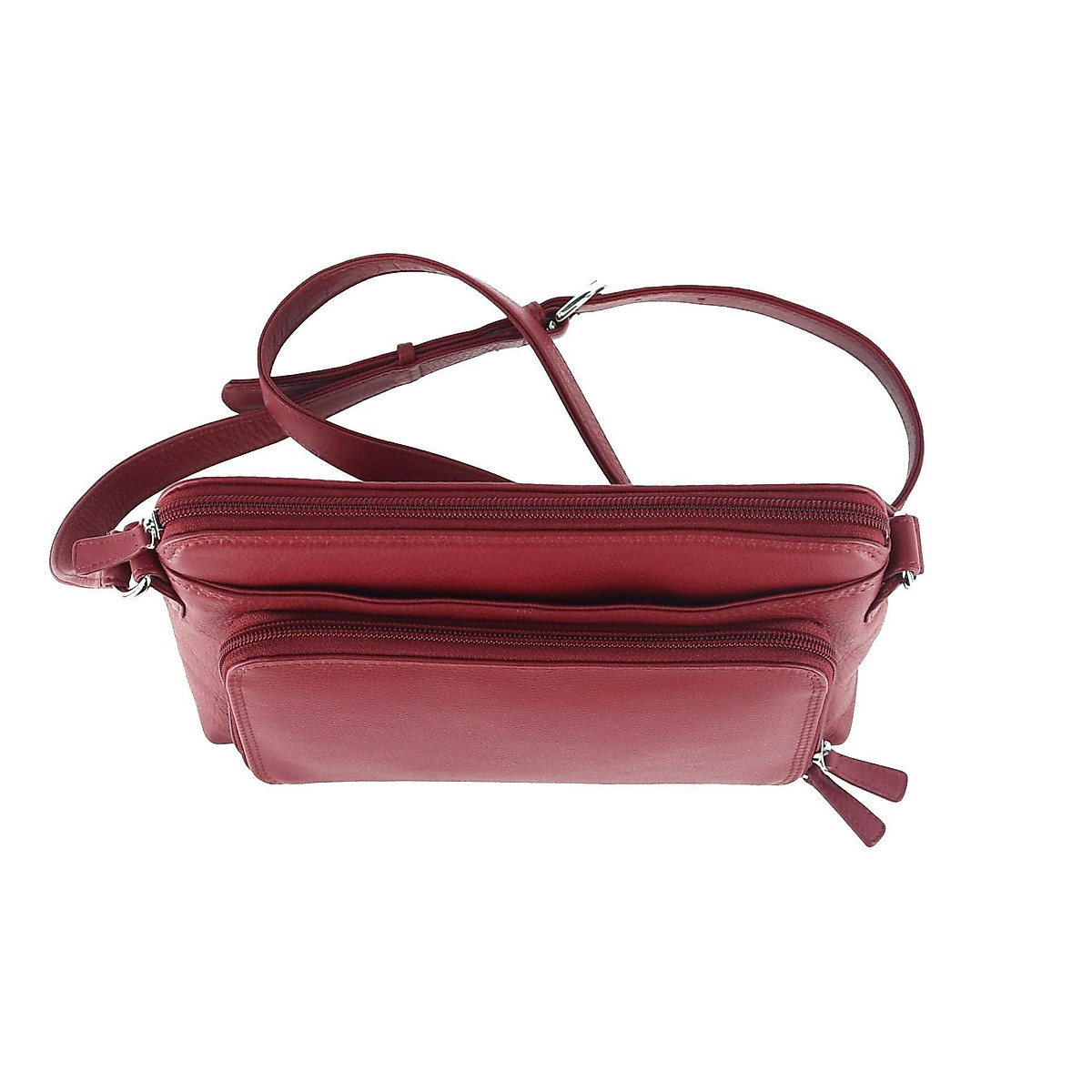 CTM® Women's Leather Shoulder Bag Purse with Side Organizer, Merlot