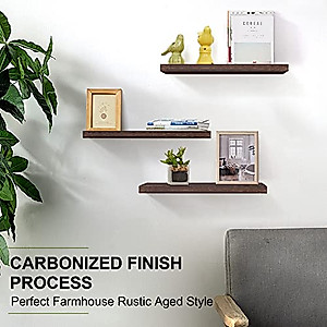 Marsmiles Natural Wood Floating Shelves, Rustic Brown