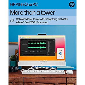 HP All-in-One 21.5" FHD Desktop Computer Newest, 16 GB RAM, 1TB PCIE SSD, AMD Athlon Gold 3150U, Radeon Graphics, HDMI, Camera, Windows 11 H w/GM Accessories, Black