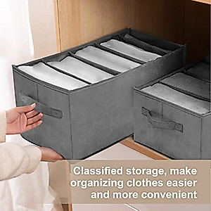 Wanglaism 2 Pcs Wardrobe Clothes Organiser, Foldable Drawer Dividers 7 Grids Wardrobe Storage Organiser for Clothes, T-shirt, Legging, Skirts, Jeans
