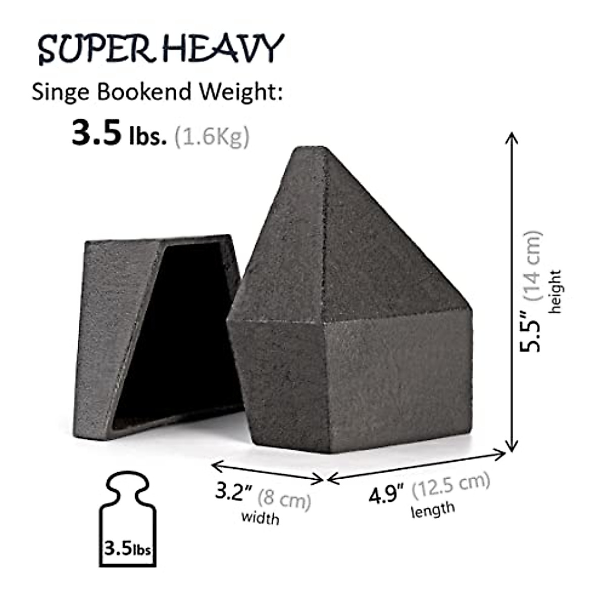 Decorative Bookends , Heavy Duty Cast Iron , Art Shelf Decor , Geometry Abstract Theme (Black) by Ambipolar