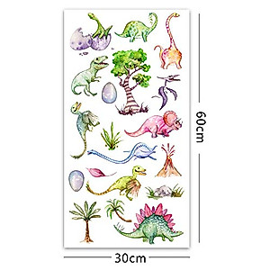 Kiddale Watercolour Dinosaur Wall Decals, Peel and Stick Colorful Wall Art Mural for Kids Bedroom,Nursery, Classroom & More