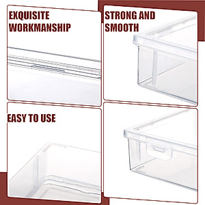 Qunclay 6 Pcs 7'' x 9'' x 2'' Plastic Storage Box with Lid Multipurpose Craft Organizers Plastic Containers Clear Pencil Case Art Satchel Storage Case for Beads Ornaments Crafts Accessories