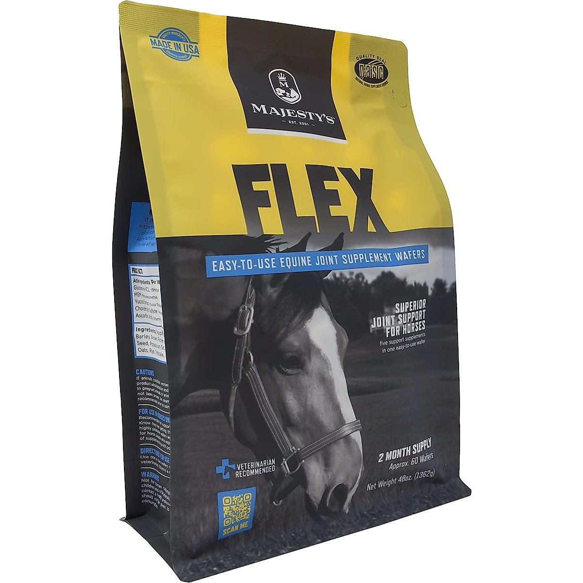Majesty's Flex Wafers - Superior Horse / Equine Joint Support Supplement - Glucosamine, MSM, Chondroitin, Yucca, Vitamin C - 60 Count (2 Month Supply)
