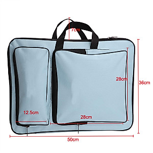 Water-Resistant Art Portfolio Bag Artboard Carrying Case Paint Drawing Sketch Pad Handheld Backpack Sketching Painting Pigment Storage Bag (Light Blue)