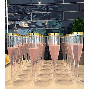 Oojami 30 pc Gold Rimmed Clear Classicware Glass Like Champagne Toasting Flutes