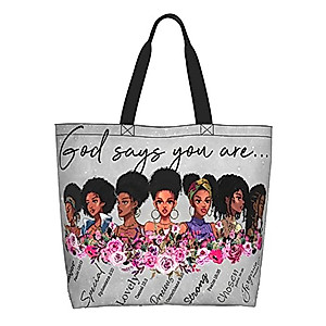 Afro Women Tote Bags African American Shoulder Bag Black Girl Satchel Handbags For Shopping Work Grocery Gym