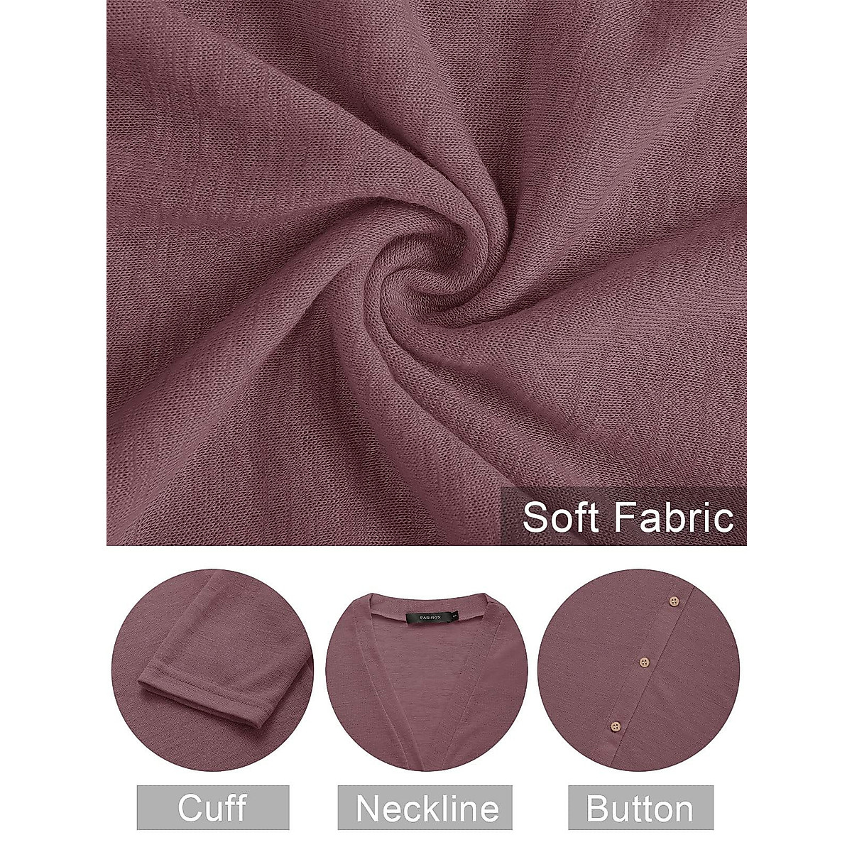 MEROKEETY Women's Open Front Lightweight Cardigan Long Sleeve Button Down Loose Outwear, Maroon, S