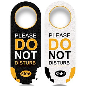 4 Pack Do Not Disturb Door Hanger Sign Funny, Meeting in Progress Door Sign PSLER Black and White Ideal for Therapy, Sleeping, Session in Progress,Spa Treatment, 8.86X3.35 inches PVC Hanging Sign