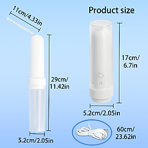 High Pressure Electric Bidet with USB-C Rechargeable Handheld Water Sprayer, Portable Travel Bidet for Men and Women, Personal Hygiene and Postpartum Care (White, 180ML)