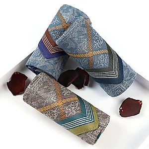 HOULIFE Hankerchieves Men, Cotton Men’s Handkerchiefs, Soft Cotton Hankies (Mixed-6 PCS)