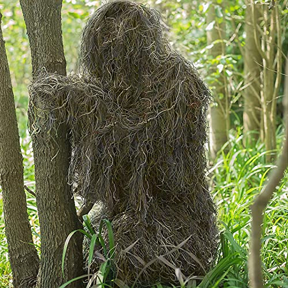 Slendor 6 in 1 Ghillie Suit, 3D Camouflage Hunting Apparel Camo Hunting Clothes, Bushman Costume Including Jacket, Pants, Hood, Carry Bag, Suitable for Kids, Hunters, Paintball