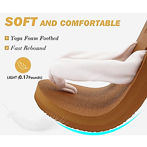KuaiLu Flip Flops Women Arch Support Yoga Mat Comfortable Summer Beach Walking Thong Cushion Sandals Slip on Outfits Travel Essentials Orthotic Slides Indoor Outdoor Slippers Shoes White Khaki Size 8