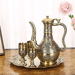 ZCGDP Metal Bronze Wine Set European Vintage Home Wine Cabinet Decoration Wine Pot