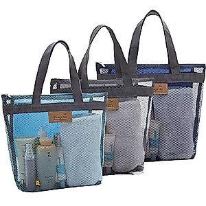 CHuikp Mesh Portable Shower Caddy ，Portable Shower Caddy Bag Dry Hanging Portable Shower Tote Bag ，Shower Caddy Suitable For Travel Swimming Sports Gym Camp Shopping College Dorms(3PCS)