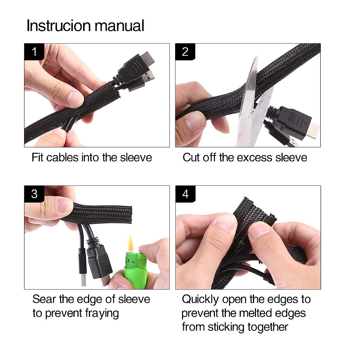 Keco 10ft – 1 inch Cable Management Sleeve Wire Loom Cord Protector – Self Wrap Cable Sleeve Split Sleeving Cord Organizer for TV Computer Automotive Office Home Entertainment – Black