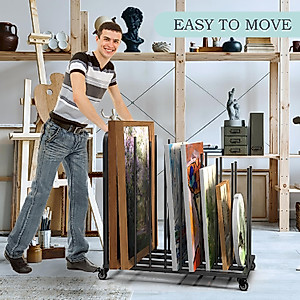 ikare Art Canvas Storage,Art Storage Rack,Metal Canvas Rack Art Storage with Handle & Caster Wheels,Canvas Rack for Art Studio,Gallery,Classrooms