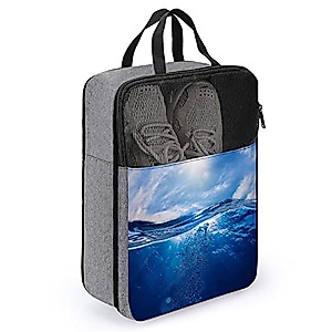 Frcavbin Division Of Underwater Sunset Waterline Travel Shoe Bag Shoes Carrier with Handle and Zipper Foldable Shoe Puches Organizer for Home storage School starts