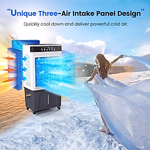 Evaporative Air Cooler, 3500CFM 3-in-1 Swamp Cooler with 7.5Gal Water Tank, 120° Oscillation, 3 Speeds 3 Modes, 4 Ice Packs, 12H Timer, Remote, Portable Air Conditioner for Room, Home & Office