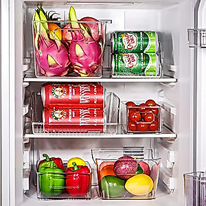 4 Pack Refrigerator Organizer Bins, Soda Can Organizer and Wide Water Bottle Holder Set for Cabinets, Countertops, Pantry, Kitchen and Refrigerator, Can Dispenser