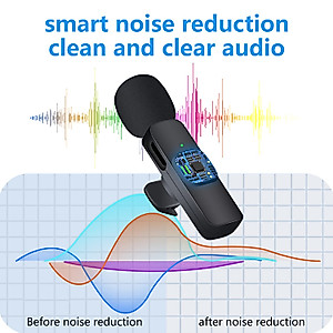 bAnpinSH Wireless Lavalier Microphone,for iPhone iPad,Professional lavalier Microphone for Video Recording, Plug and PlayAuto Sync 2.4G Ultra-Low Latency Noise Reduction Lapel Microphone (Black)