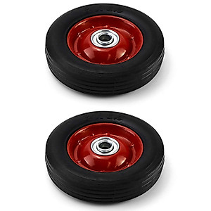 QWORK 2 Pack 6" x 1.5",5/8" Axle, Premium Rubber Wheel with Ball Bearing, Hand Truck Wheel, Capacity up to 132 lbs