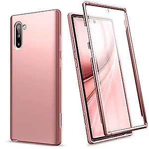 SURITCH Phone Case for Samsung Galaxy Note 10 Front Cover with Built-in Screen Protector Shockproof Full Body Protection Lightweight Slim Soft TPU Bumper Protective Cover, Matte Rose Gold