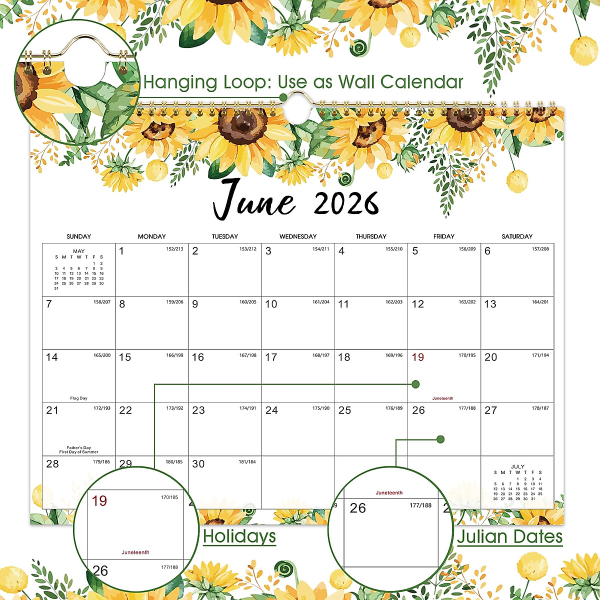 2025-2026 Calendar - JUL 2025 - DEC 2026, 14.6'' x 11.4'', Wall Calendar 2025-2026, Twin-Wire Binding, 18 Months Calendar 2025-2026, Premium Paper