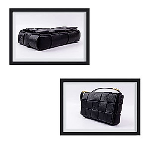 DAENO Woven Crossbody Bags for Women, Shoulder Braided Bag, Padded Cassette Leather Handbag Purse for Women (Black)