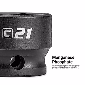 Capri Tools 30 mm Stubby Impact Socket, 1/2 in. Drive, 6-Point, Metric