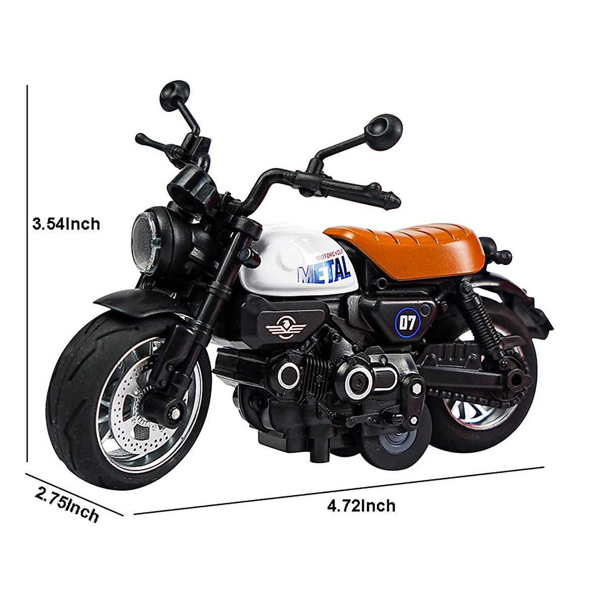 Gilumza Pull Back Motorcycle Toys, Tiny Gift with Music Lighting, Classic Motorcycles Toy for Boys Kids Age 3 4 5 6 7 8 Year Old (White)