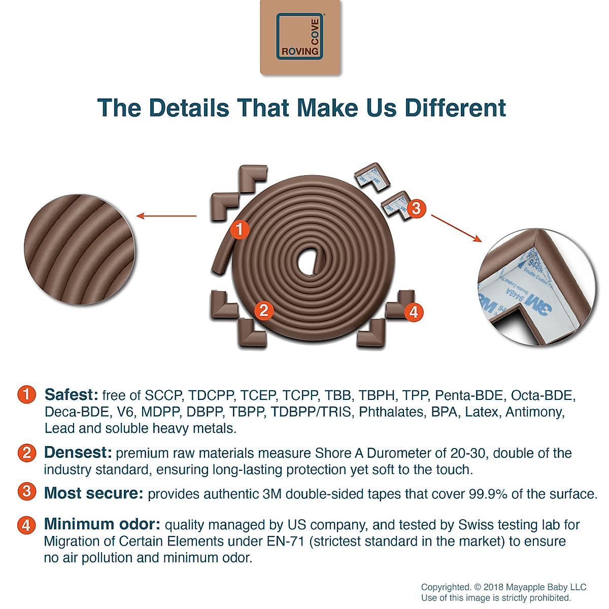 30ft Edge 8 Corners - Bundle & Save - RovingCove HeftyFit Edge Corner Guards (18ft Edge 8 Corners, Coffee Brown) + RovingCove HeftyFit Edge Guards (12ft Edge Only, Coffee Brown)