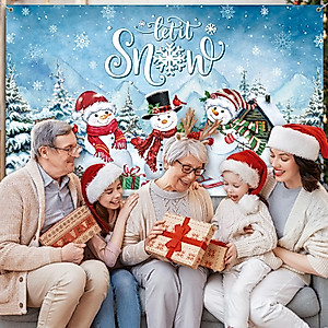Christmas Backdrop for Photography Rustic Xmas Background Winter Snowman Gifts Polyester Wall Decorations Portrait Photobooth Party Banner Photo Studio Props for Holiday New Year Party Supplies