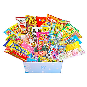 Sakura Box Japanese Candy & Snacks Dagashi Set & Pamphlet 50 Pieces Japanese Food Gift Box