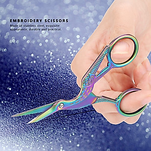 Sewing Crafting Scissors, Crane Shape Scissors Rainbow Stork Scissors Crane Scissors Stainless Steel Small Craft Scissors DIY Tools for Embroidery, Craft, Needle Work