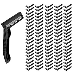 100 Box of Bullet Blades Black Razor Blades Disposable Stainless Steel Hospitality Quality Shavers High End Twin Blade Razors for Men and Women