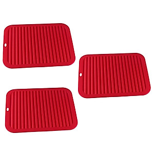 NOLITOY 3pcs Silicone Mat Dish Drying Mats Insulation Pad Silicone Mat Drain Tray Non-slip Pad Dining Table