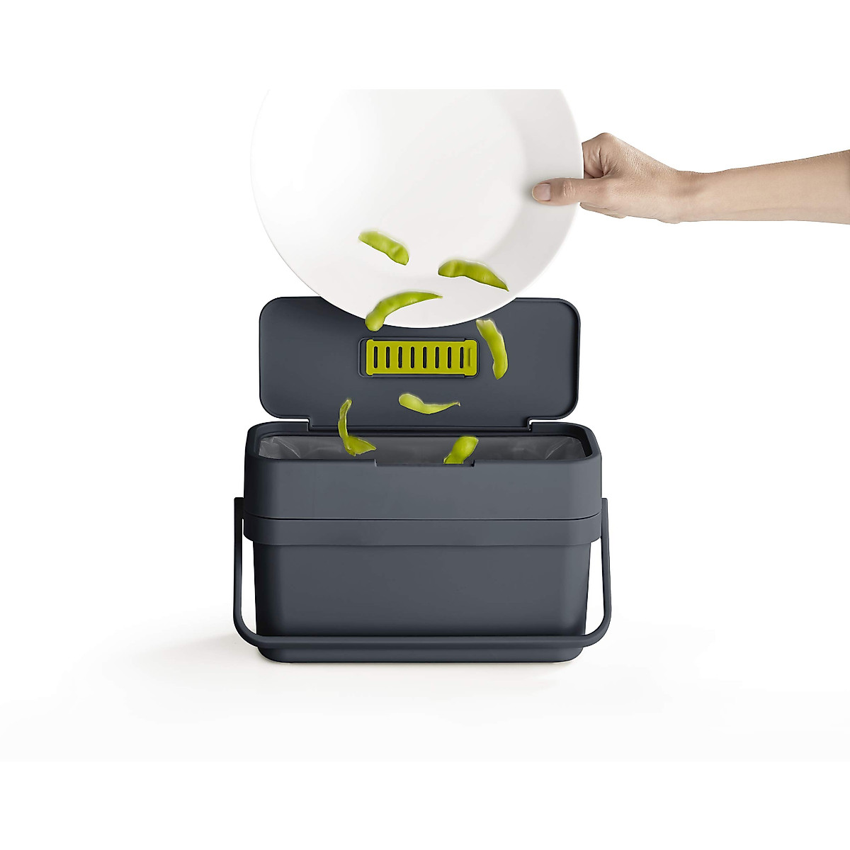 Joseph Joseph 30107 Mountable Compo 4 Food Waste Easy-Fill with Adjustable Air Vent Caddy, 4-Liters (1 US Gallon), Graphite