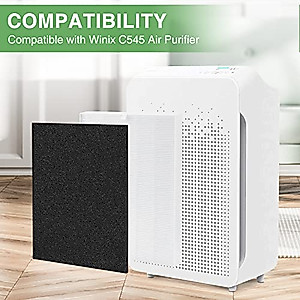 C545 H13 True HEPA Replacement Filter S Compatible with Winix C545 Air Purifier, Replaces Winix S Filter 1712-0096-00, 1 True HEPA Filter + 4 Activated Carbon Filters